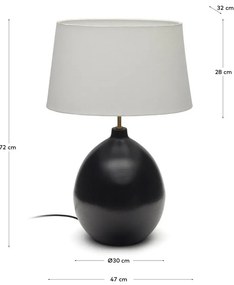 Černobílá stolní lampa s textilním stínidlem (výška 72 cm) Foixa – Kave Home