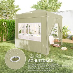 Outsunny altán cca 2,5x2,5 m, vodoodpudivý stabilní zimě odolný pop-up skládací altán, UV ochrana 50+, skládací párty stan zahradní stan se 4 bočními…