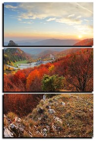Obraz na plátně - Podzimní krajina při západu slunce, Slovensko, Vrsatec - obdélník 7260B (120x80 cm)