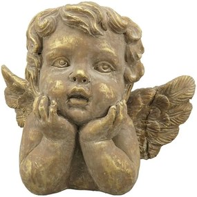Bronzovo - hnědý antik květináč Anděl s křídly Bronie - 21*16*10 cm