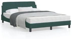 Rám postele s čelem tmavě zelený 140x200 cm samet