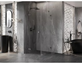 Mexen Lunar, výklopný sprchový kout levý 70 x 70 cm, 8mm čiré sklo, grafitový profil, 834-070-070-95-00-L
