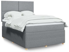 Box spring postel s matrací světle šedá 140 x 190 cm textil 3294344