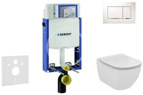 Geberit - Set předstěnové instalace, klozetu a sedátka Ideal Standard Tesi, tlačítka Sigma30, Rimless, SoftClose, bílá/chrom