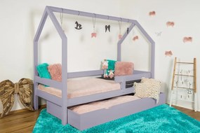 MAXIDO Dětská postel domeček Snílek s přistýlkou 200x120 šedá