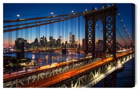 Obraz 3D Noční Pohled Na Most Manhattan Nedostatek Nedostatek Přírodní plátno 30x20