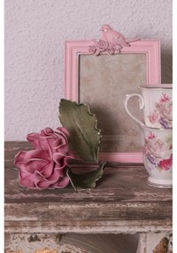 Vintage růžový fotorámeček s ptáčkem – 13x18 cm