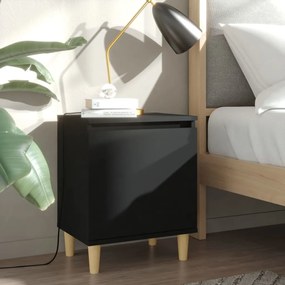 vidaXL Noční stolek masivní dřevěné nohy 40 x 30 x 50 cm [805829] Barva: Černá