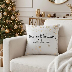 Vánoční povlak na polštář Merry Christmas 45x45 cm bílý/zlatý
