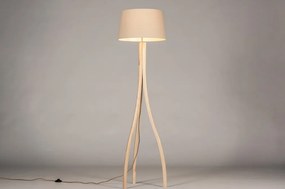 Stojací designová lampa Arbon Taupe and Natur Wood