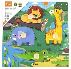 Dětské dřevěné puzzle s úchyty Viga Divoká zvířata 4 ks