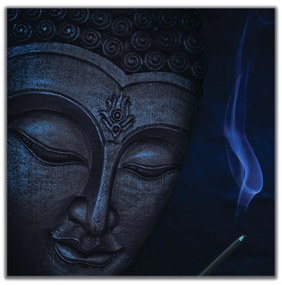 Malvis ® Obraz meditující Buddha - modrý Velikost (šířka x výška): čtverec - 30x30 cm