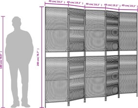 vidaXL Dělicí stěna 5 panelů polyratan [365399] Barva: Hnědá