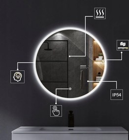 Kulaté zrcadlo SMART 90 cm - s LED podsvícením a vyhříváním