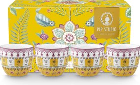 Pip Studio Lily &amp; Lotus sada 4 ks kalíšků na vajíčko, žlutá (Sada 4ks porcelánových kalíšků)
