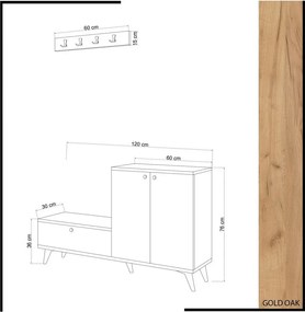 Předsíňová sestava Fiel Oak and White