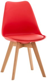 Židle Linares ~ plast, dřevěné nohy natura - Červená