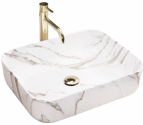 Rea Demi, keramické umyvadlo na desku 505x395x130 mm, imitace kamene Shiny Aiax, REA-U4100