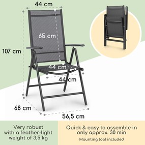 London Lite, skládací židle, 56,5 x 107 x 68 cm, ComfortMesh, hliník