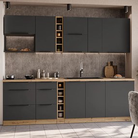 ARIA pa | vysoká skříňka 60 LO-210 2F na vestavnou lednici | 60 cm | ANTI FINGERPRINT povrch | artisan/šedá grafit