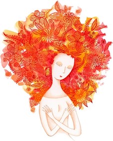 Barbora Brůnová | Oranžová víla Rám: Černý, Velikost: 60 x 40 cm