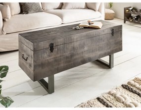 Massive home | Univerzální truhla FACTORY 115 CM šedá masiv mango