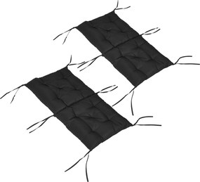 Outsunny Sada 2 zahradních polštářů na židle s opěrkou, 6 upevňovacích šňůr, 50x98x8 cm, černé | Aosom