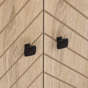 HOMCOM Kuchyňský Kredenc s 2 Dveřmi a Policemi - Úložný Kabinet pro Jídelnu, Obývací Pokoj a Ložnici, Moderní Styl 80x29,5x80 cm Přírodní Dřevo a Čer…