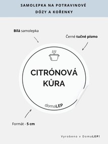 Samolepka na kořenky CITRÓNOVÁ KŮRA bílá 5 cm tučné písmo