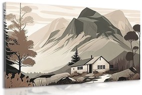 Obraz skandinávská chata v horách Varianta: 120x80