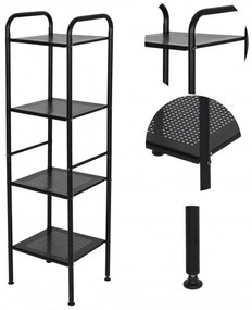 Erga Lexa, koupelnový kovový regál se 4 policemi 28x33x114,5 cm, černá matná, ERG-YKA-P.LEXA-4-BLK