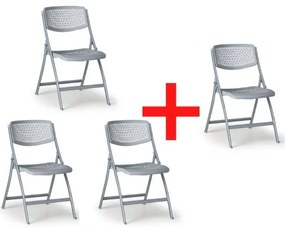 Skládací židle CLICK 3+1 ZDARMA, šedá