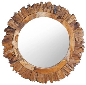 Nástěnné zrcadlo Sinho - 60 cm - teak | kulaté