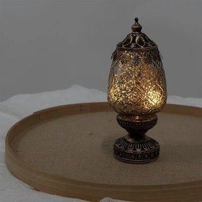 Hnědá skleněná svítící LED lucerna Balli - Ø 10*23 cm
