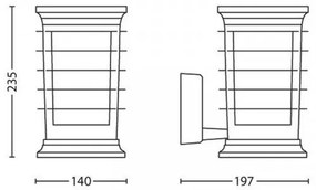Philips 15280/54/PN - Venkovní nástěnná lampa MyGarden PATIO 1xE27/60W/230V IP44