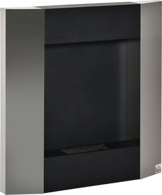 HOMCOM Nástěnný Bioetanolový Krb s 0,7L Nádrží a Krytem pro 20m², Ocel, 72x11x72cm, Stříbrný a Černý | Aosom