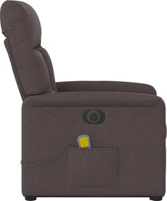 Elektrické zvedací masážní polohovací křeslo tmavě hnědé textil 3303067