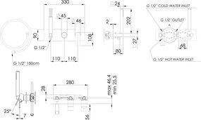 Sapho PAX podomítková sprchová baterie s ruční sprchou 2 výstupy černá mat XA52/15