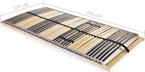 vidaXL Lamelový rošt postele se 42 lamelami 7 zón 120 x 200 cm [246465]