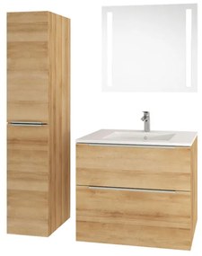 Mereo Mereo, Mailo, koupelnová skříňka s keramickým umyvadlem 61 cm, bílá, dub, antracit, CN520