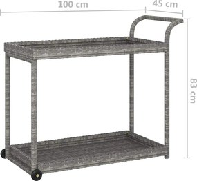 Barový vozík šedý 100 x 45 x 83 cm polyratan 316667