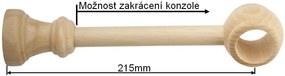 GARNÝŽE-HEBR Garnýž dřevěná borovice jednoduchá 300 cm