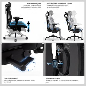 Ergonomická kancelářská židle šedá se síťovinou VECTOR