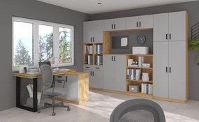 Skříň MALTA 2F věšák Světlešedá + dub artisan