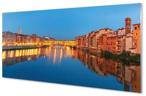 Obraz na skle Italy River mosty budovy v noci 125x50 cm