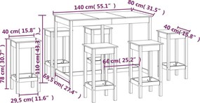 vidaXL 7dílný barový set masivní borové dřevo [3124709] Barva: medová hnědá