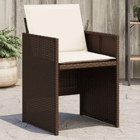 Zahradní židle s poduškami 4 ks hnědé polyratan - Default Title