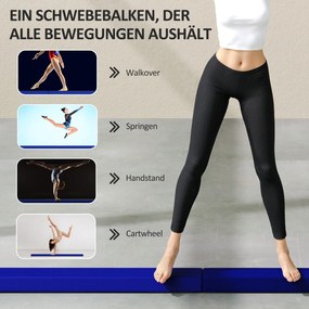 SPORTNOW 236 cm skládací kladina, přenosná gymnastická kladina, protiskluzová kladina, gymnastická a balanční kladina do 80 kg, pro děti od 3 let, vn…