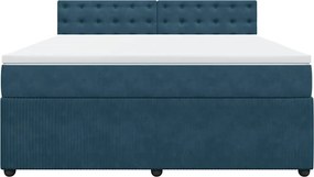 Box spring postel s matrací modrá 180 x 200 cm samet 3290122