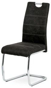 Jídelní židle, potah černá látka COWBOY v dekoru vintage kůže, kovová pohupová c - HC-483 BK3